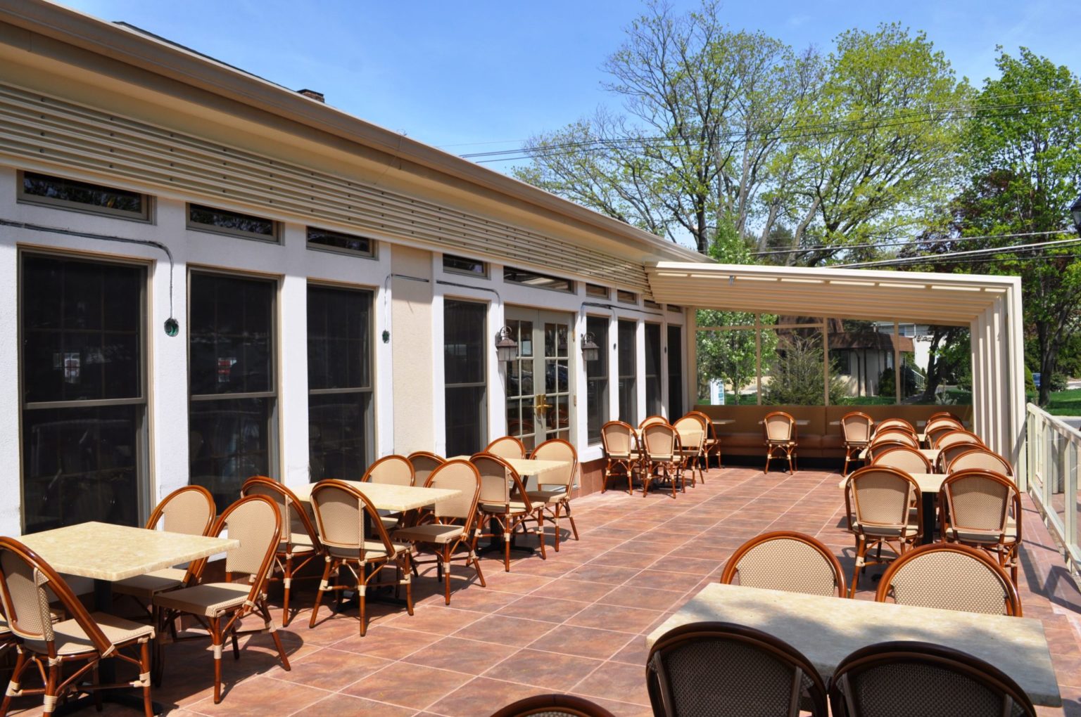 Restaurant Retractable Patio Cover Manufactured by Roll-A-CoverAmerica ...